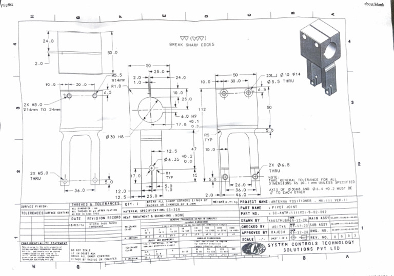 Antenna Positioner Technical Drawing | PDF