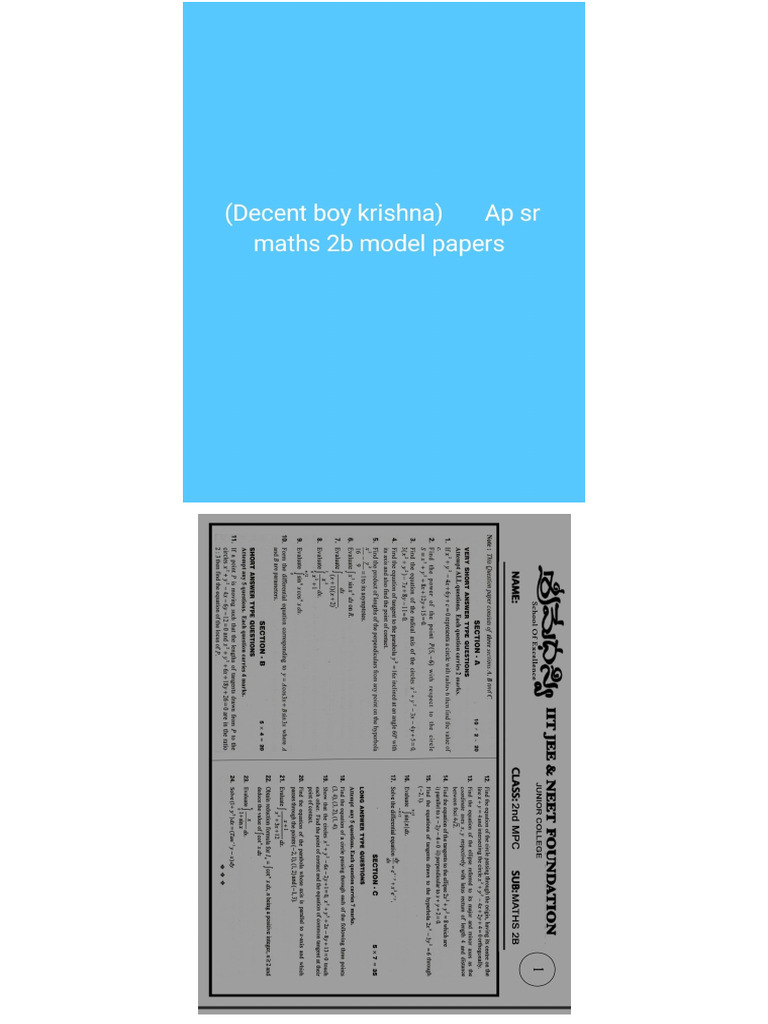 AP SR Maths 2b Model Papers Decent Boy Krishna | PDF