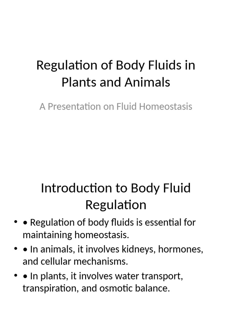Regulation of Body Fluids | PDF