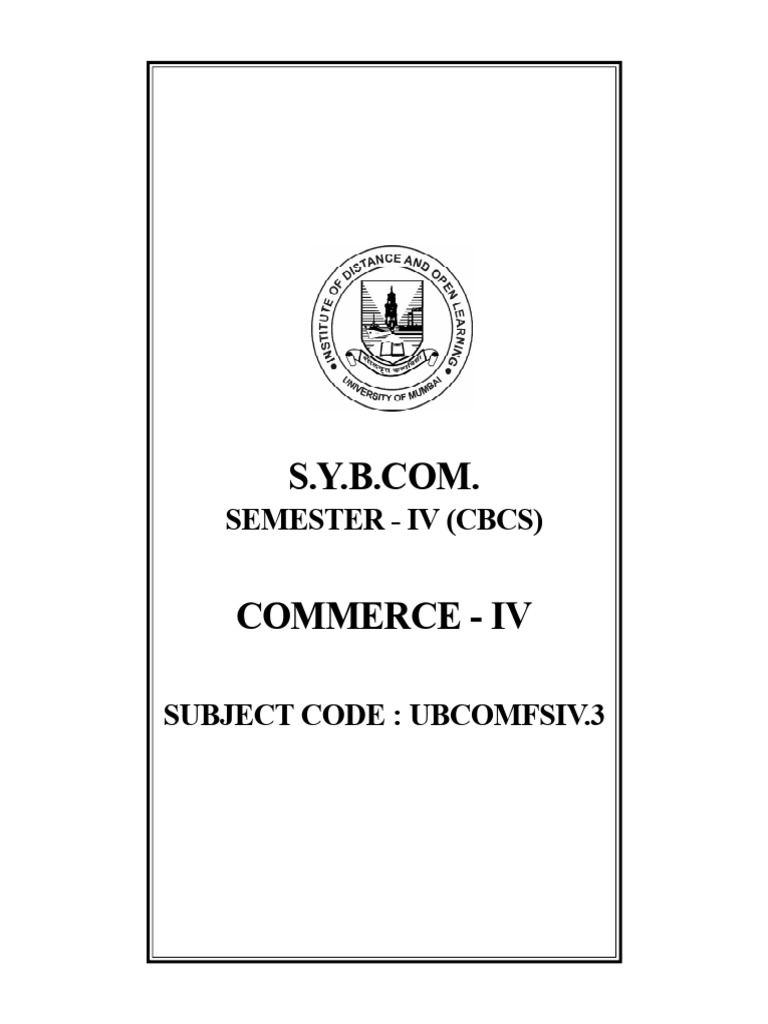 SYBCOM Semester IV Commmerce Papre IV English Version | PDF | System ...
