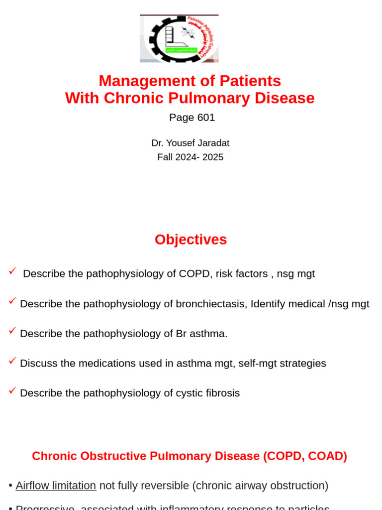 Resp System, Topic 4,5 Chronic Pulmonary, COPD, 24 | PDF | Chronic ...