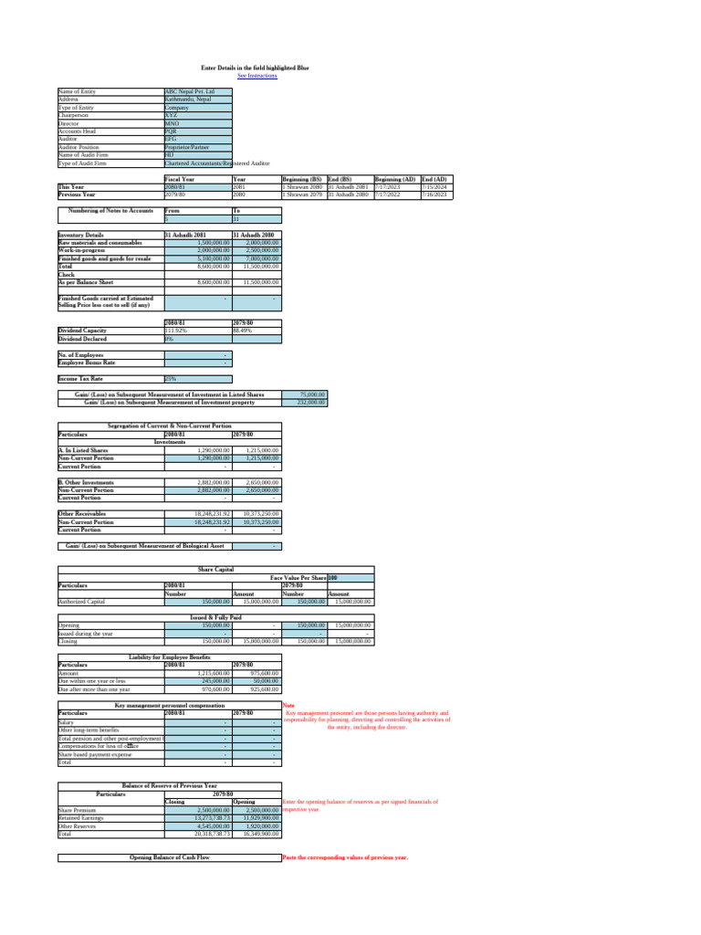 NFRS For SMEs Model FS - Final Format With Dummy Figures | PDF | Equity ...