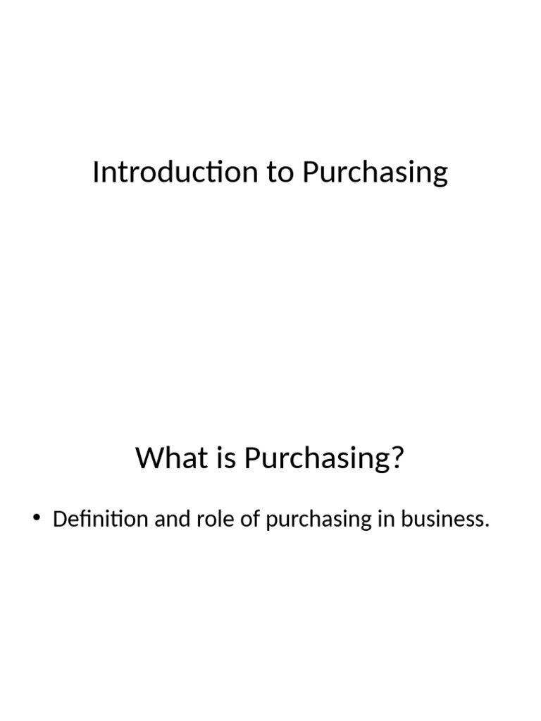 Introduction To Purchasing | PDF