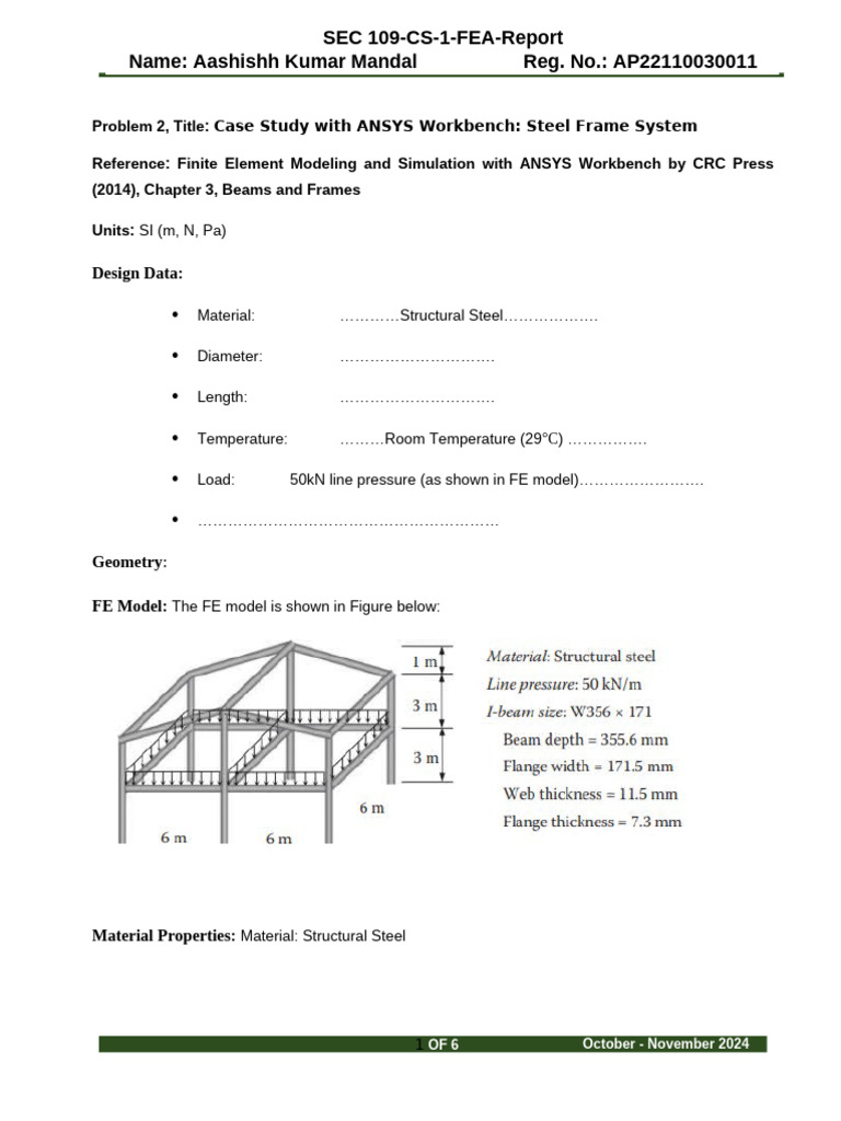 SEC 109 CS 1 FEA Report Format 3 | PDF | Stress (Mechanics) | Young's ...