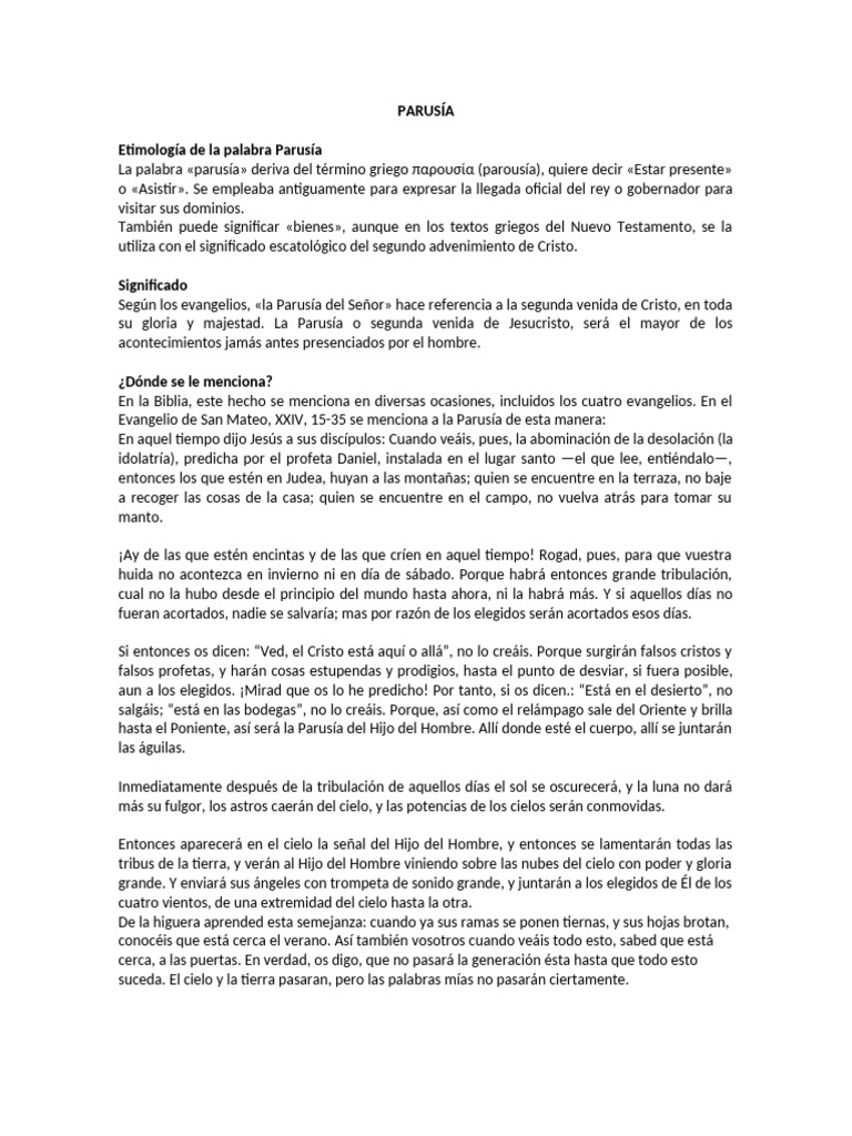 Significado y señales de la Parusía | PDF | Segundo advenimiento ...