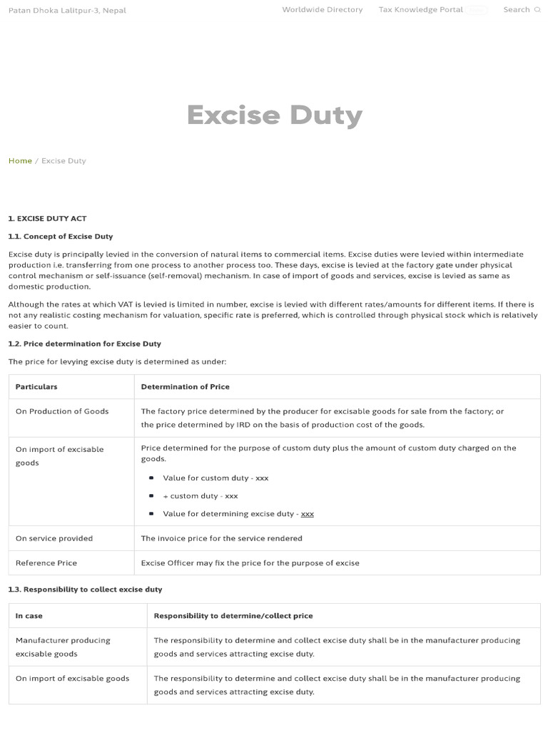 Excise Duty Act | PDF