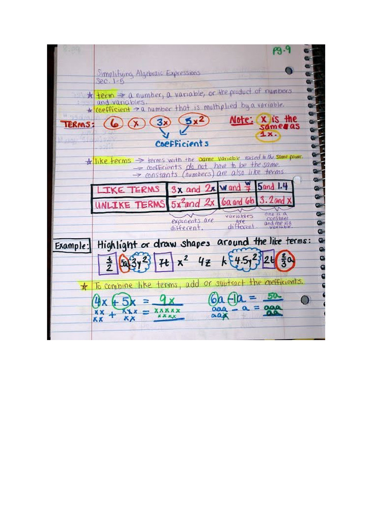 Algebraic Expressions Activities | PDF