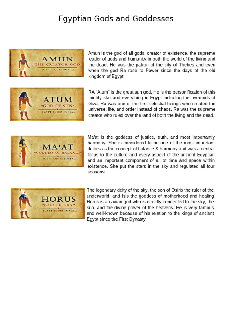 Overview of Egyptian Gods and Goddesses | PDF | Ancient Egyptian ...