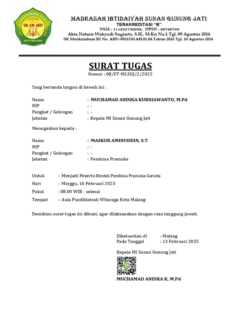 Surat Tugas P Maskur | PDF