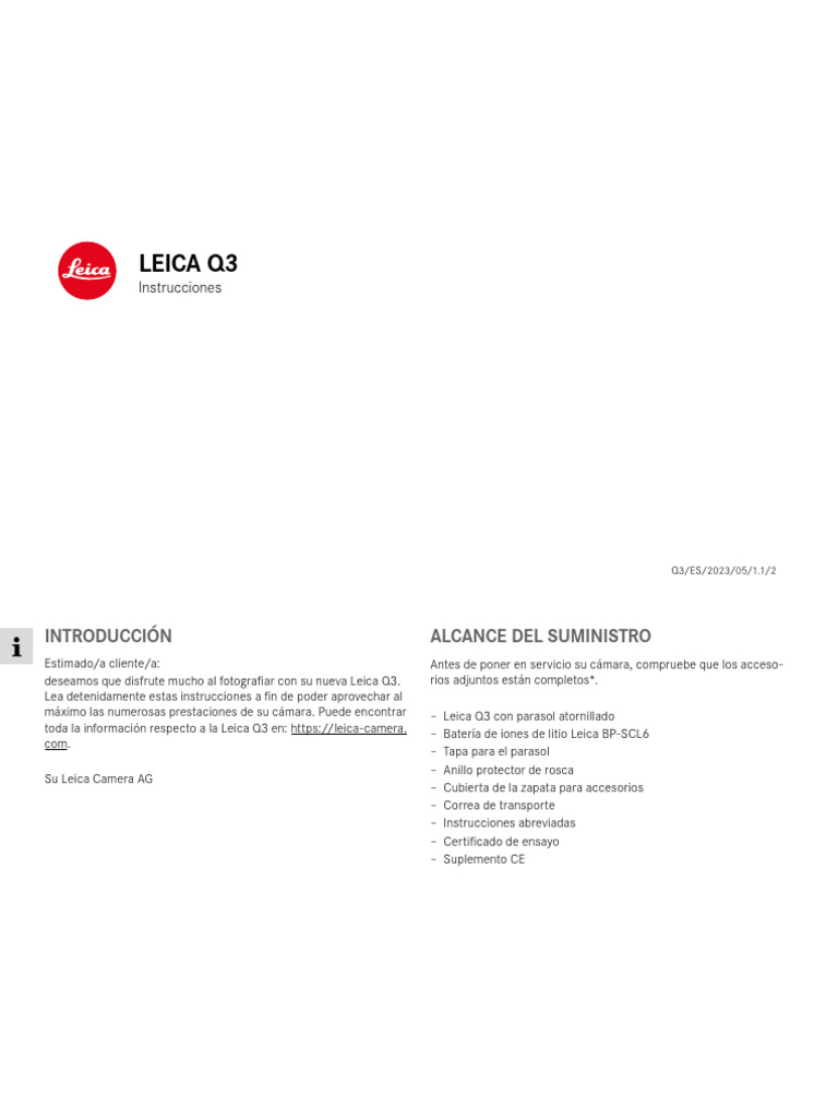 PM 109575 Leica Q3 - Instructions - Es | PDF | Inalámbrico | Propiedad intelectual
