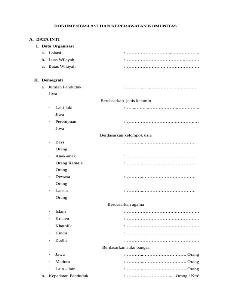 FORMAT Pengkajian Komunitas Word | PDF