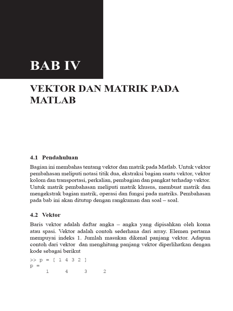 Vektor dan Matriks dalam Matlab | PDF