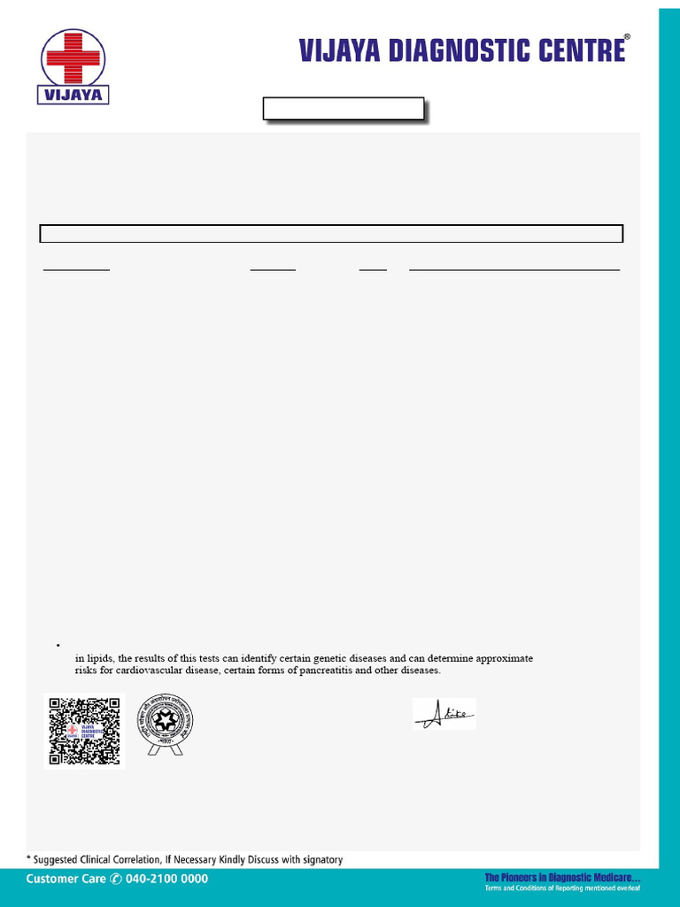 Lipid and Glucose Test Results Report | PDF | Cholesterol | Medical ...