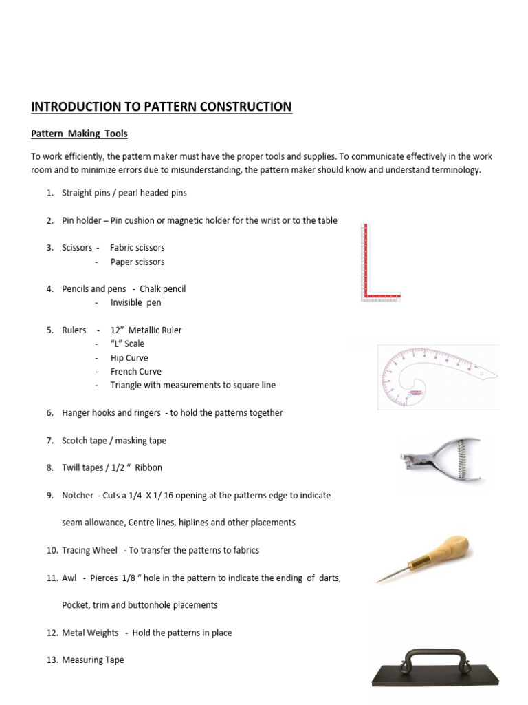 Introduction to Pattern Construction | PDF | Seam (Sewing) | Waist
