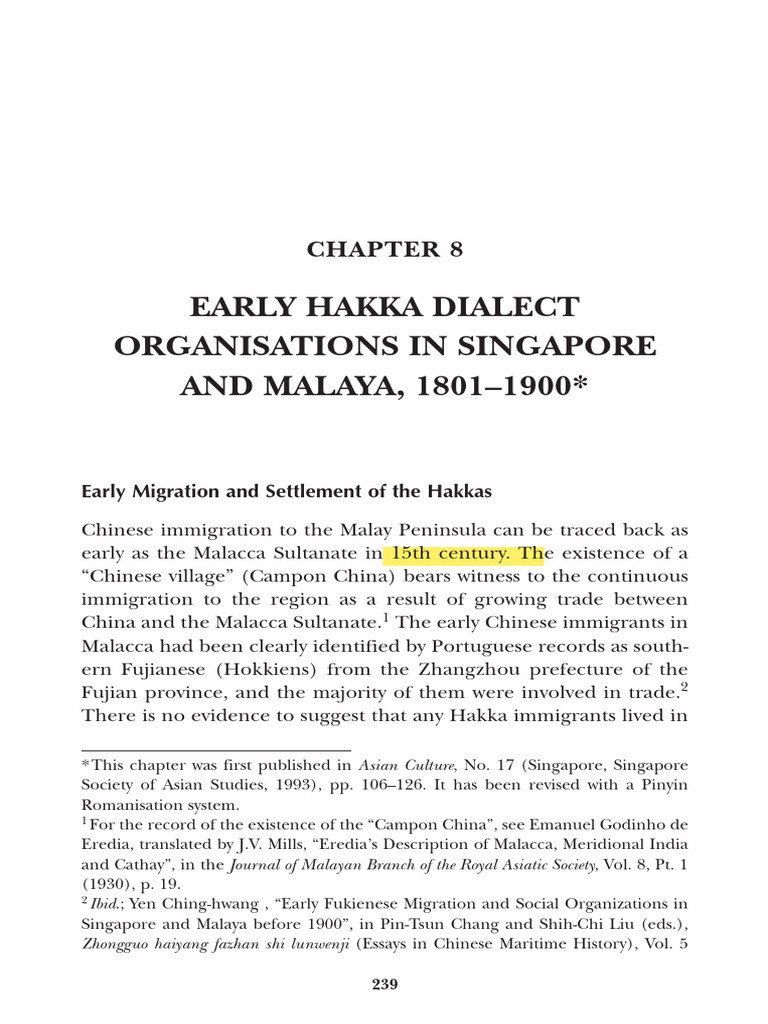 Early Hakka Dialect Organisations in Singapore and Malaya, 1801-1900 ...
