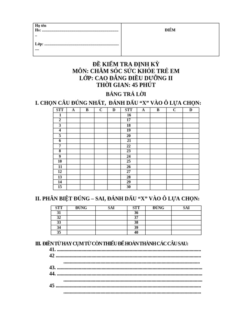 Bieu Mau Thi Trac Nghiem | PDF