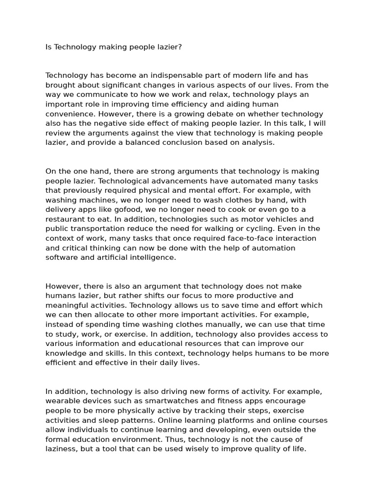 Is Technology Making People Lazier... | PDF | Educational Technology ...