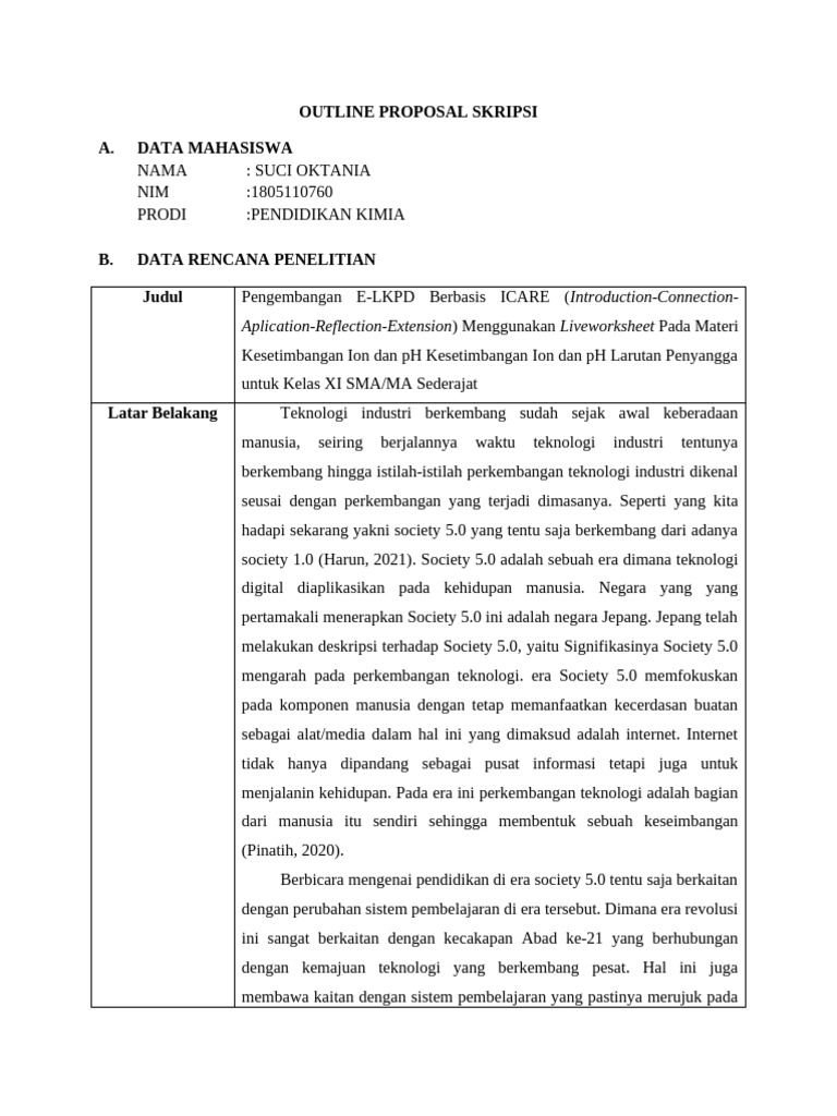 Outline Pengajuan Proposal Skirpsi | PDF