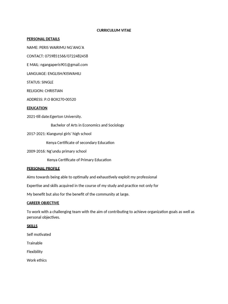 CURRICULUM VITAE - Peris | PDF