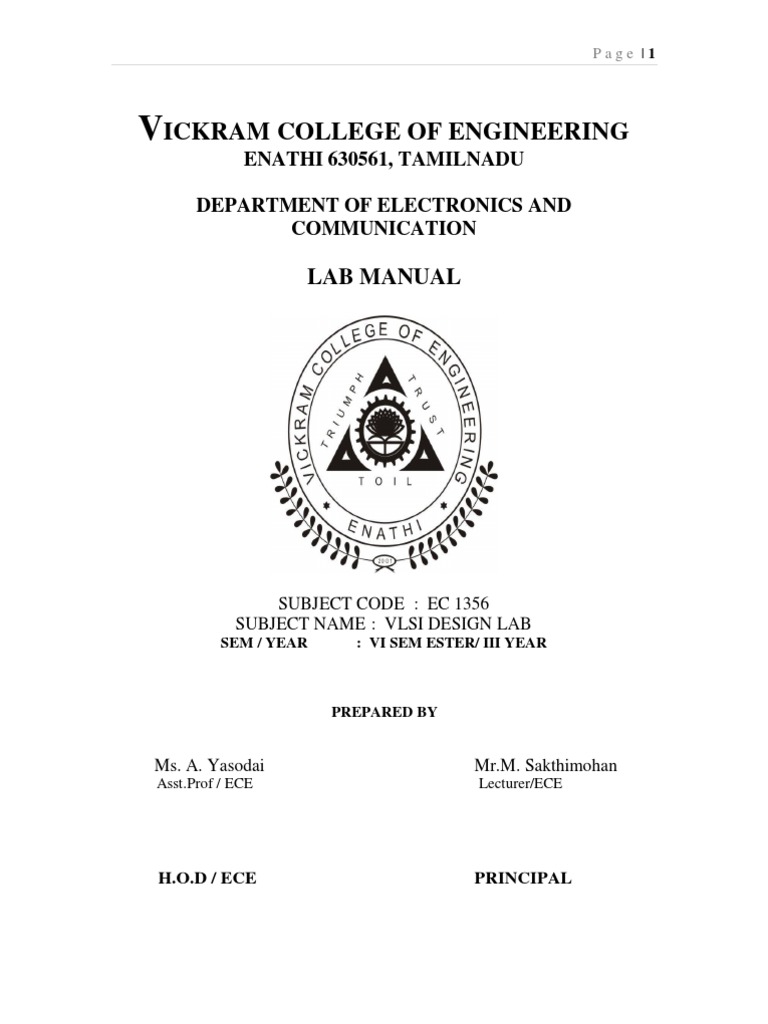 VLSI Design Lab | PDF | Hardware Description Language | Field Programmable Gate Array