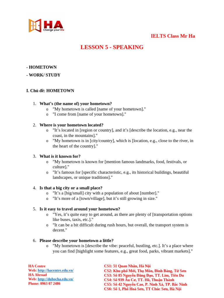Pre Lesson 5 Speaking | PDF | Hanoi | Innovation