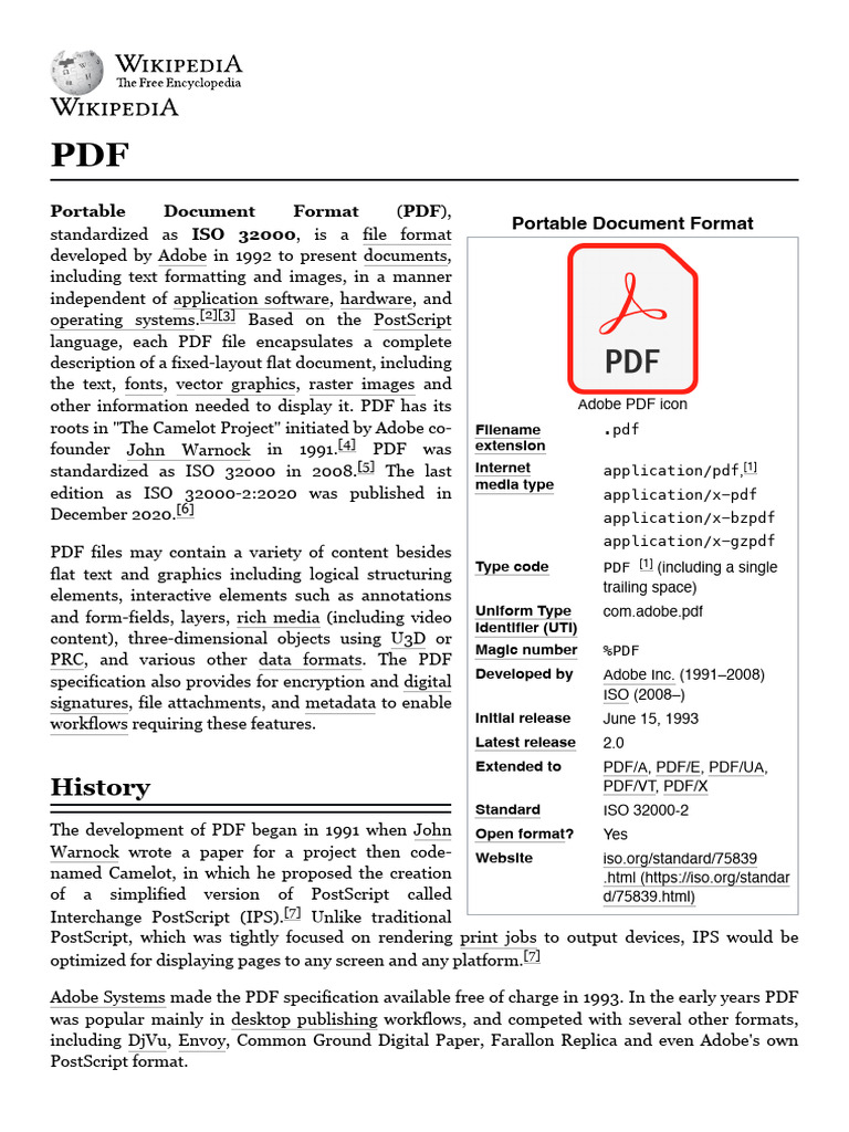 PDF - Wikipedia | PDF | Typefaces | File Format