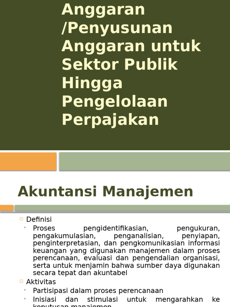 Tahapan Perencanaan Penyusunan Anggaran Untuk Sektor Publik | PDF