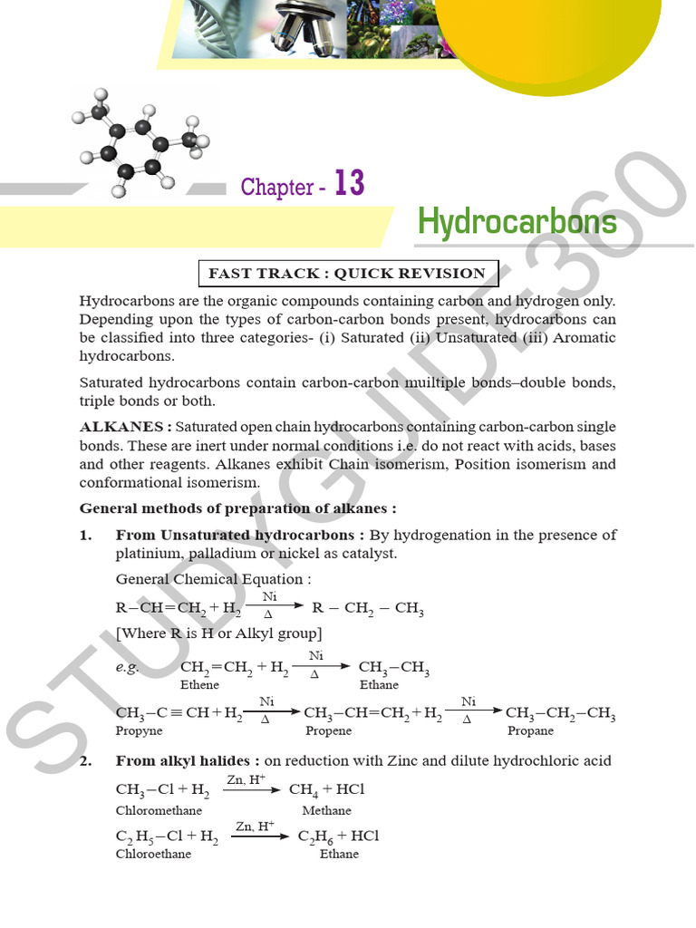 Class 11 Chemistry Notes Chapter 13 Studyguide360 | PDF | Alkane | Alkene
