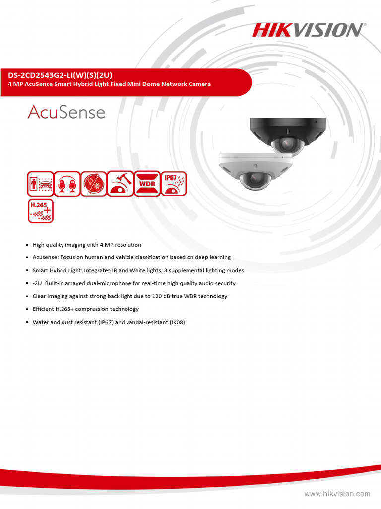 4MP AcuSense Mini Dome Camera | PDF | Camera Lens | Field Of View