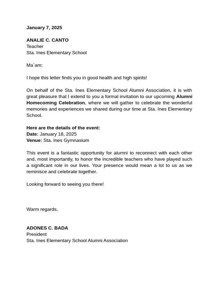Letter Alumni For Teachers | PDF