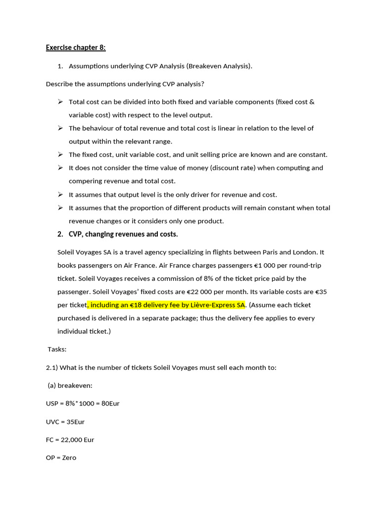 Exercise Chapter 8 Solution Pdf Financial Economics Marketing