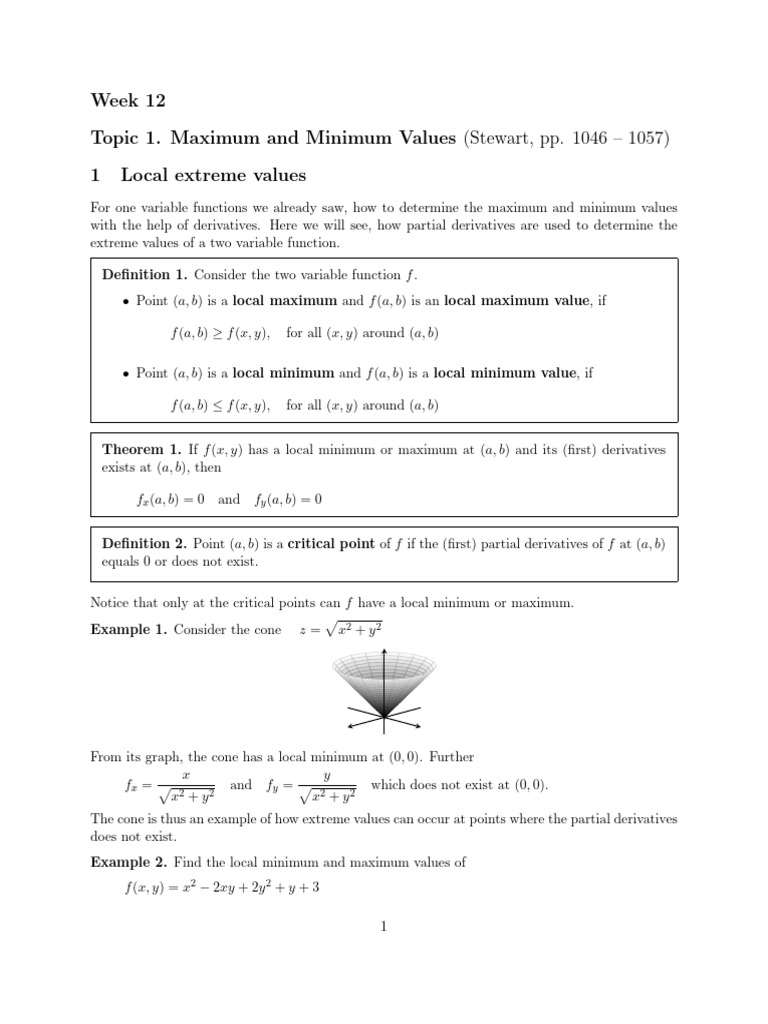 Calculus: Extreme Value Analysis | PDF | Mathematical Physics | Subtraction