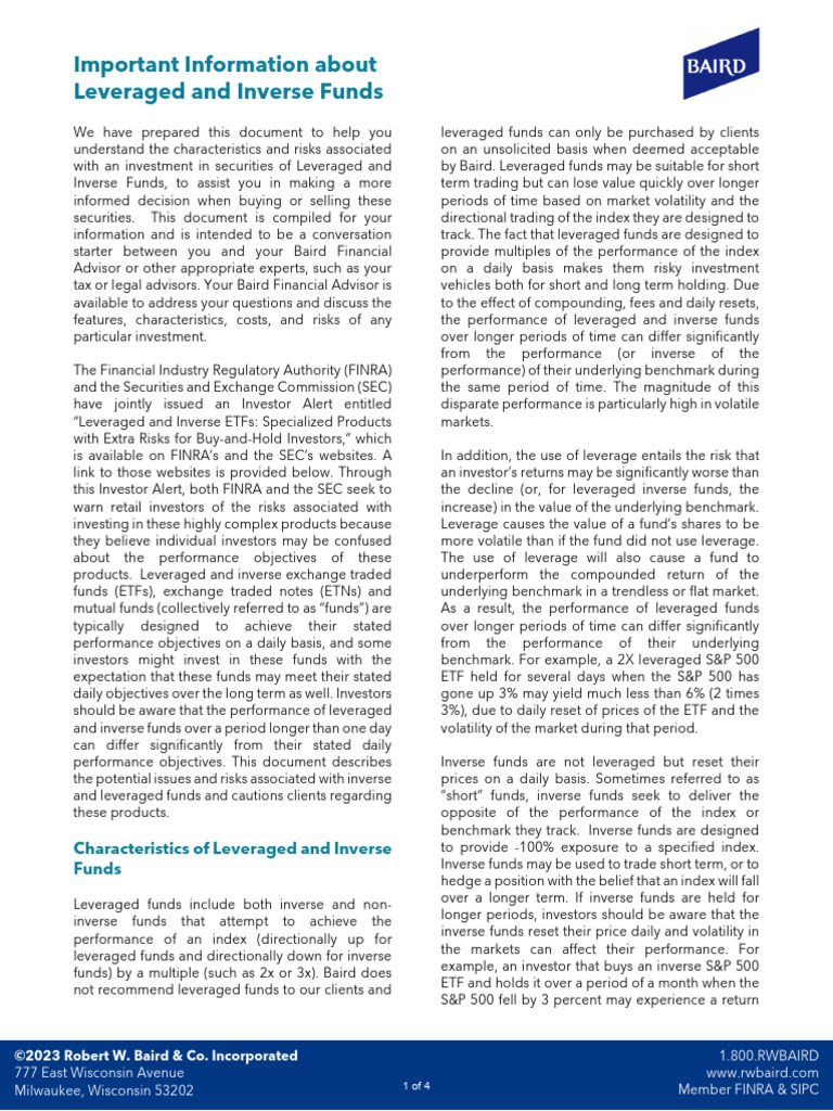 leveraged-inverse-funds | PDF | Investment Fund | Financial Risk