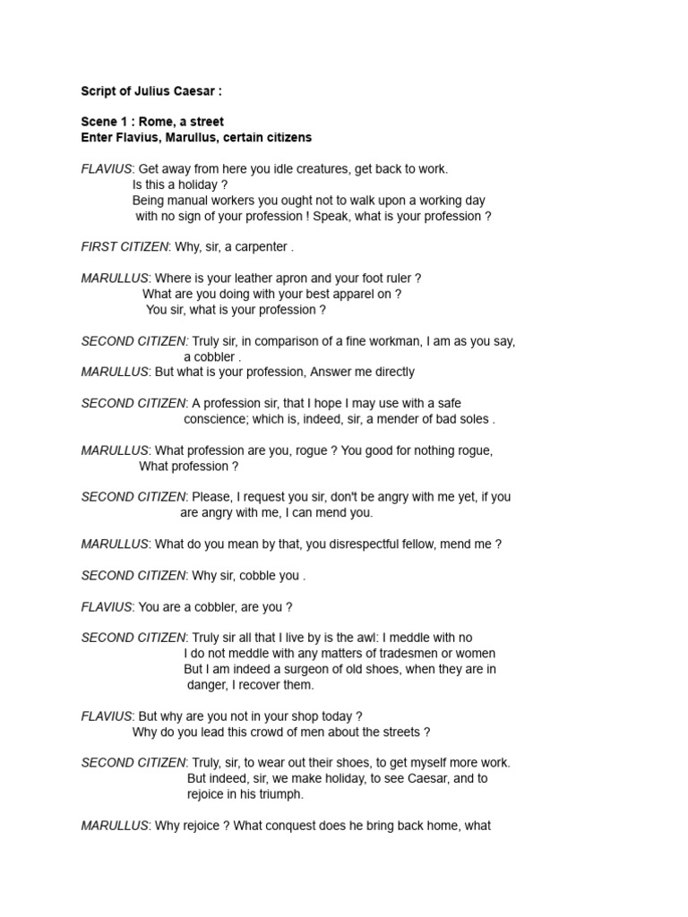 Script of Julius Caesar | PDF