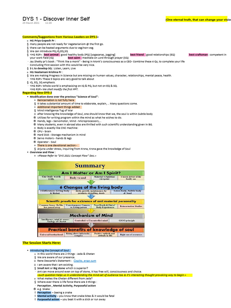 DYS TTC Notes_HG RSP | PDF | Mind | Soul