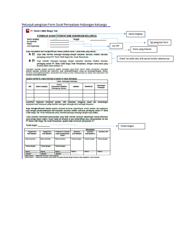 Panduan Isi Form Surat Pernyataan Keluarga | PDF
