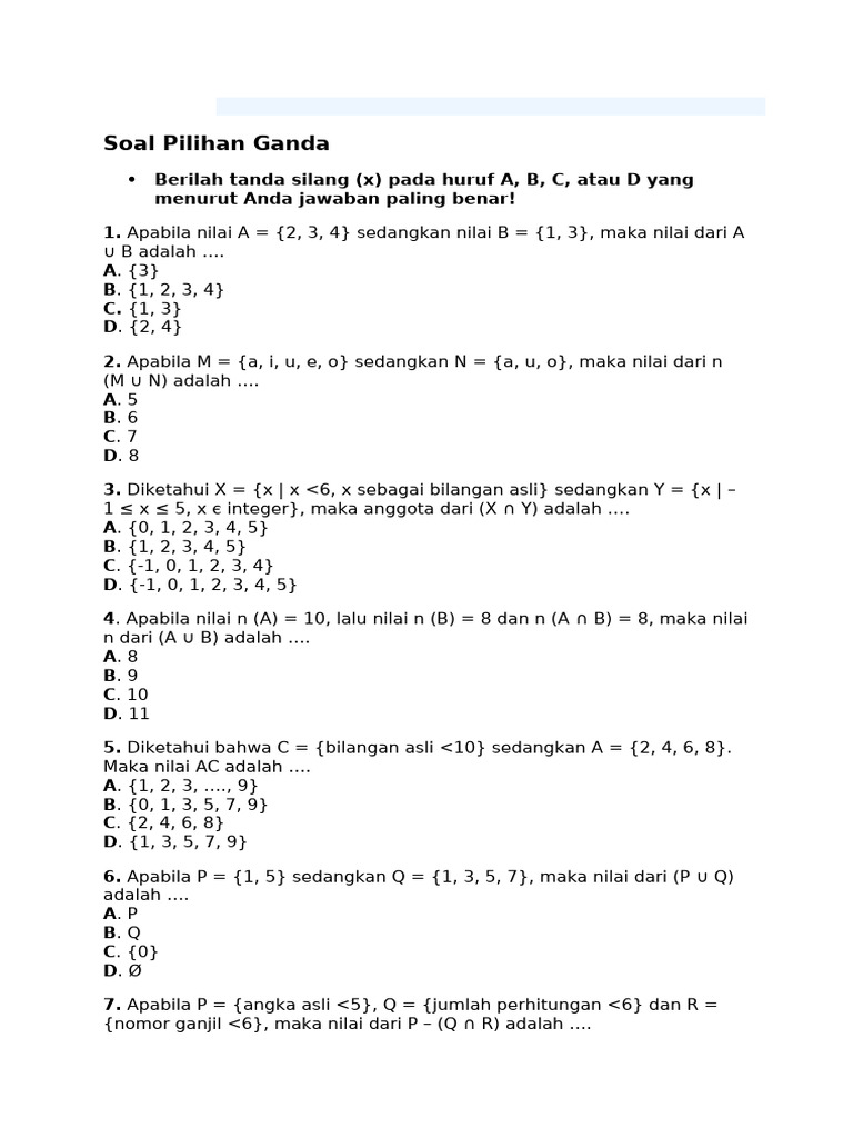 Soal MTK Kls 7 | PDF