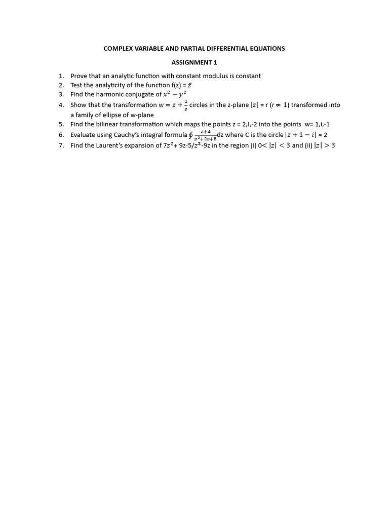 Complex Variable and Partial Differential Equations | PDF