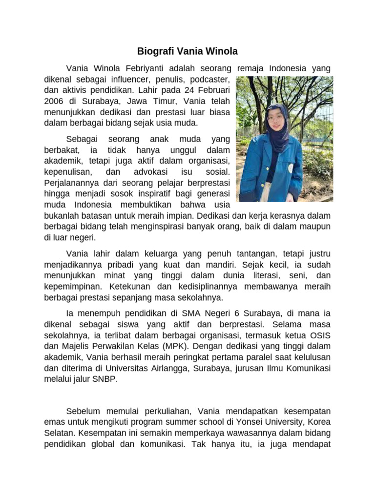 Biografi Vania Winola | PDF