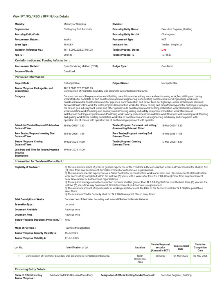 View IFT - PQ - REOI - RFP Notice Details | PDF