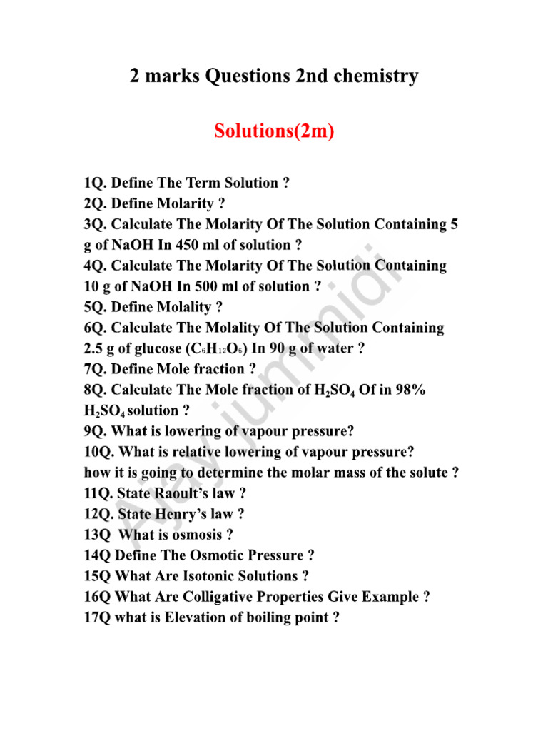 100 Most Imp 2 Marks Question Inter 2nd Year | PDF
