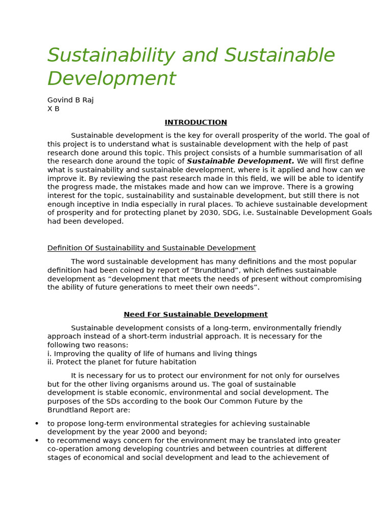 Understanding Sustainable Development | PDF | Sustainability ...