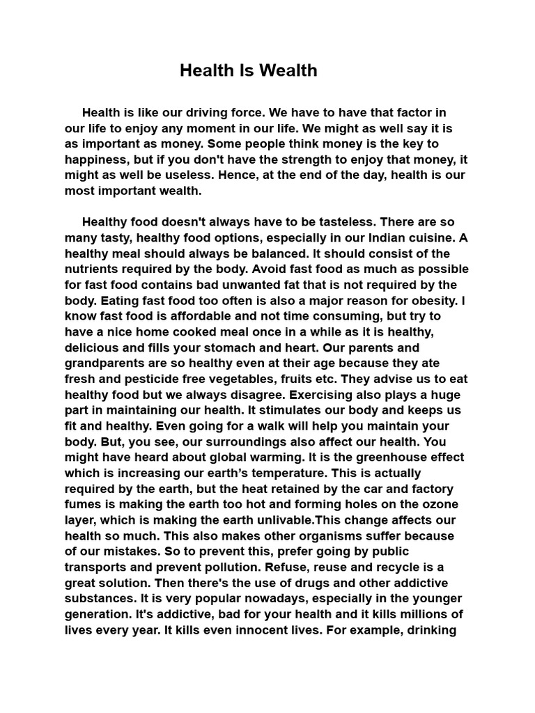 Health Is Wealth | PDF | Foods | Healthy Diet