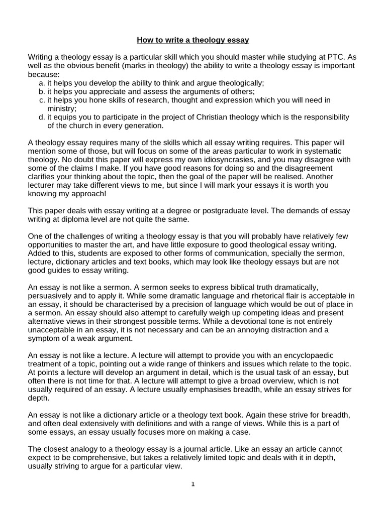 Writing a Theology Essay Guide | PDF | Trinity | Essays