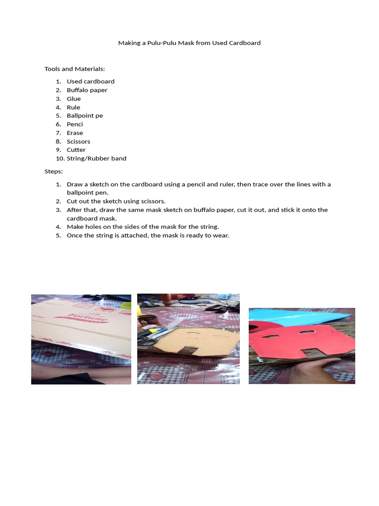 DIY Pulu-Pulu Mask from Cardboard | PDF