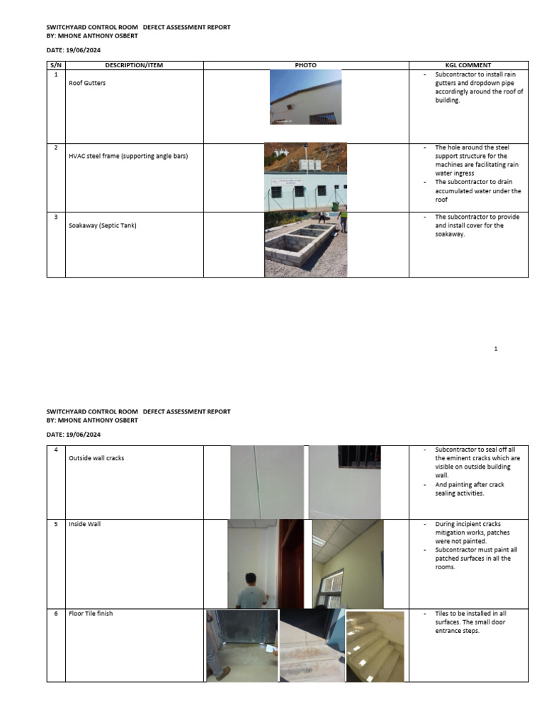 Switchyard Control Building Defect Assessment Report-1 | PDF | Civil ...