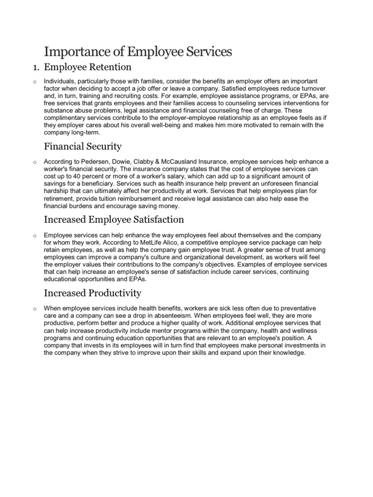 Importance of Employee Services in HR | PDF | Employee Benefits | 401(K)