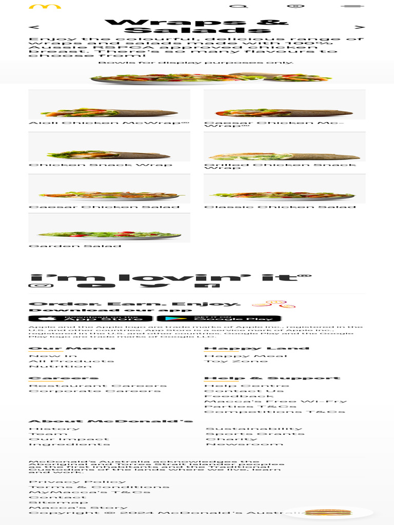 McDonald's Wraps & Salad Menu Wraps & Salad McDonald's Australia | PDF