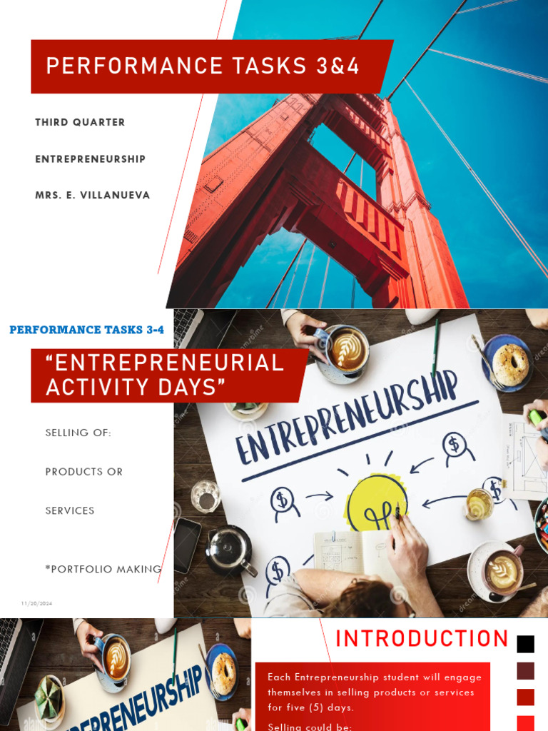 PORTFOLIO FORMAT 2ND Performance Tasks 3 4 ENTREP ACTIVITY DAYS | PDF | Economies | Business