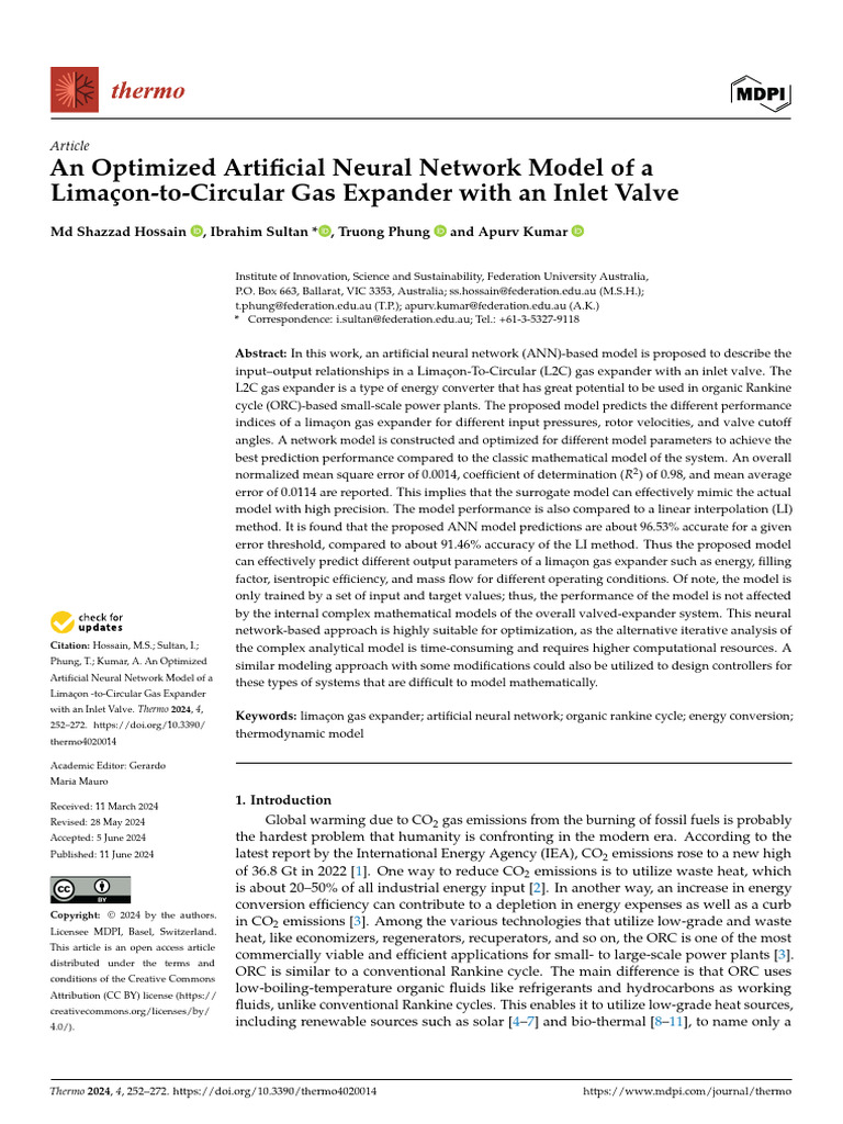 An Optimized Artificial Neural Network Model of a | PDF | Mean Squared Error | Pump